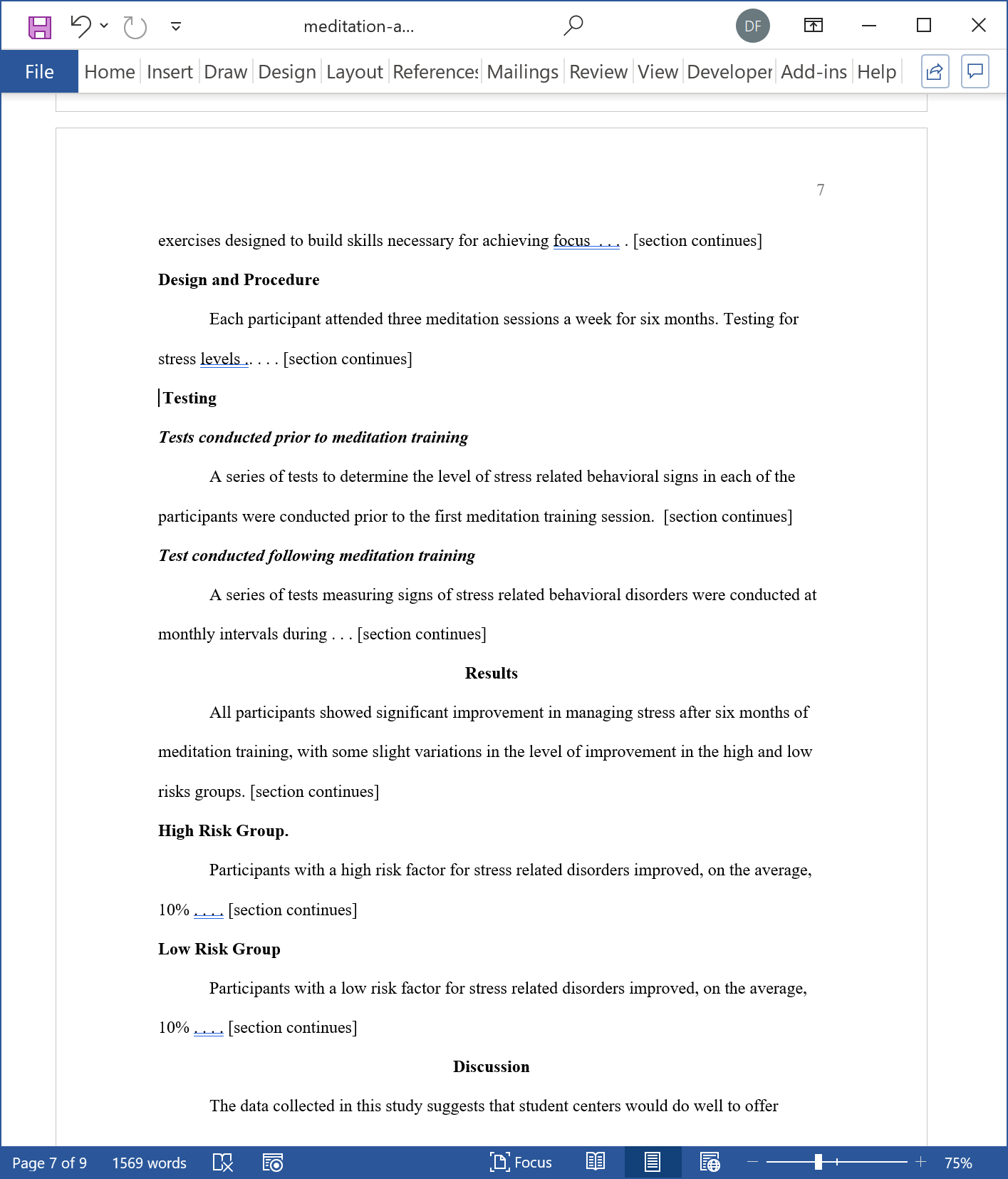 APA Basics Section Headings